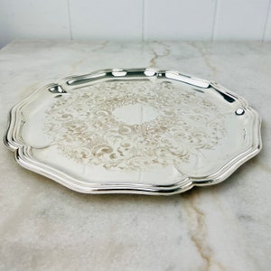 Antique 1940s Marlboro Silverplate Serving Tray, 14 Round, Chippendale ...