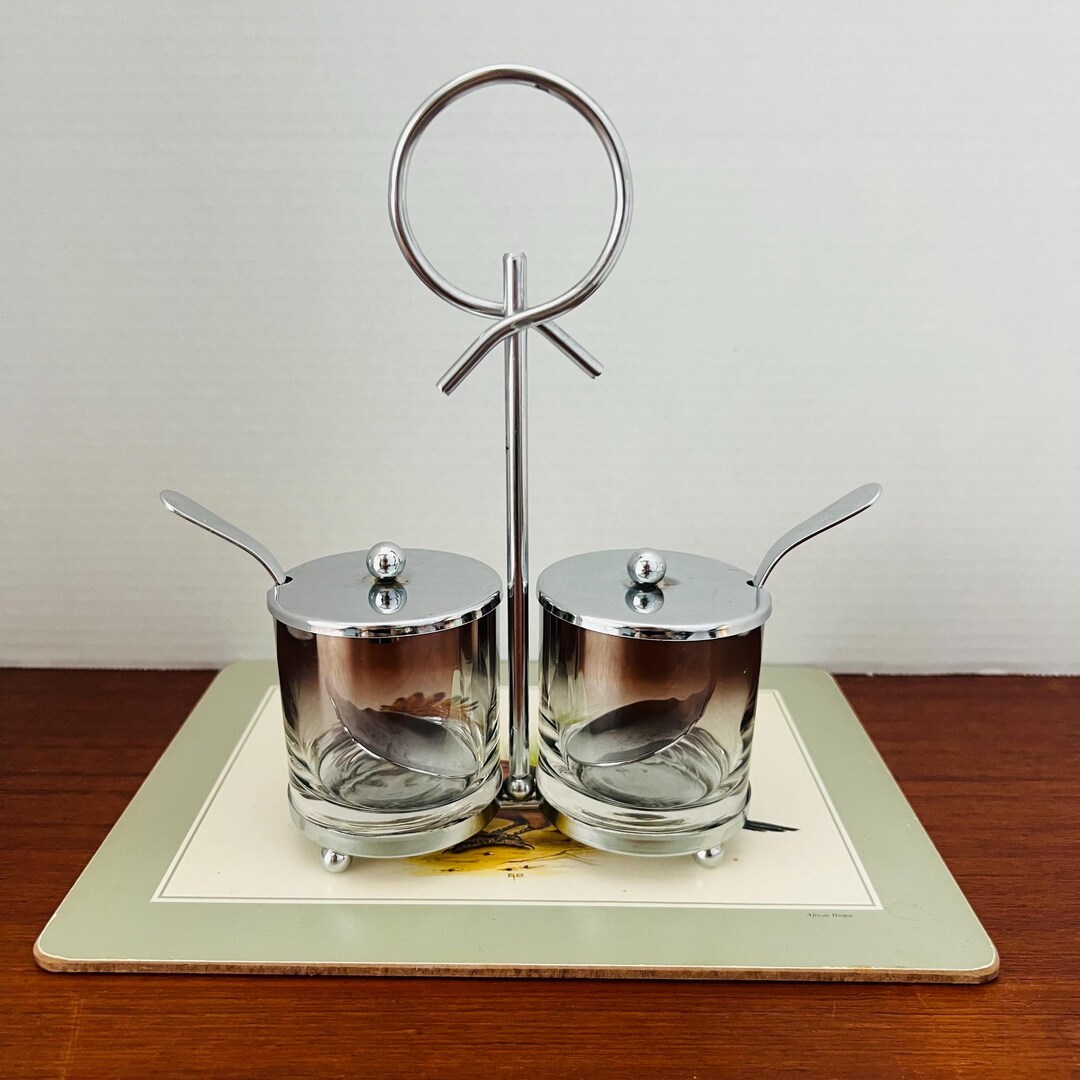 Vintage Mid Century Ombre Glass Condiment Caddy Set - 7 Pieces, for ...