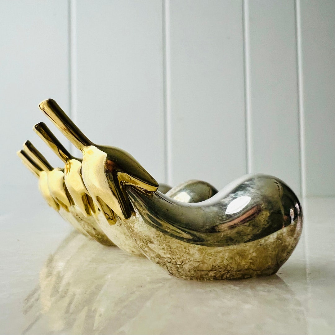 Vintage Eggplant Shaped Knife Rests, Set of 6, Silver and Gold ...