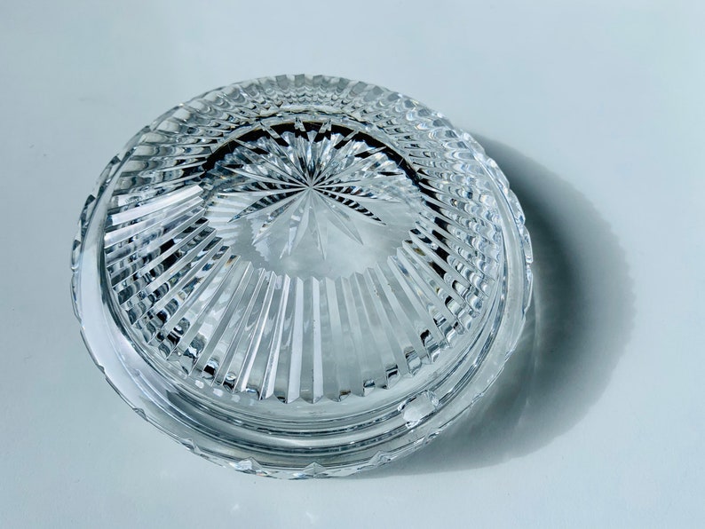 Vintage Art Deco Glass Ashtray Heavy Cut Glass Round Ashtray - Etsy