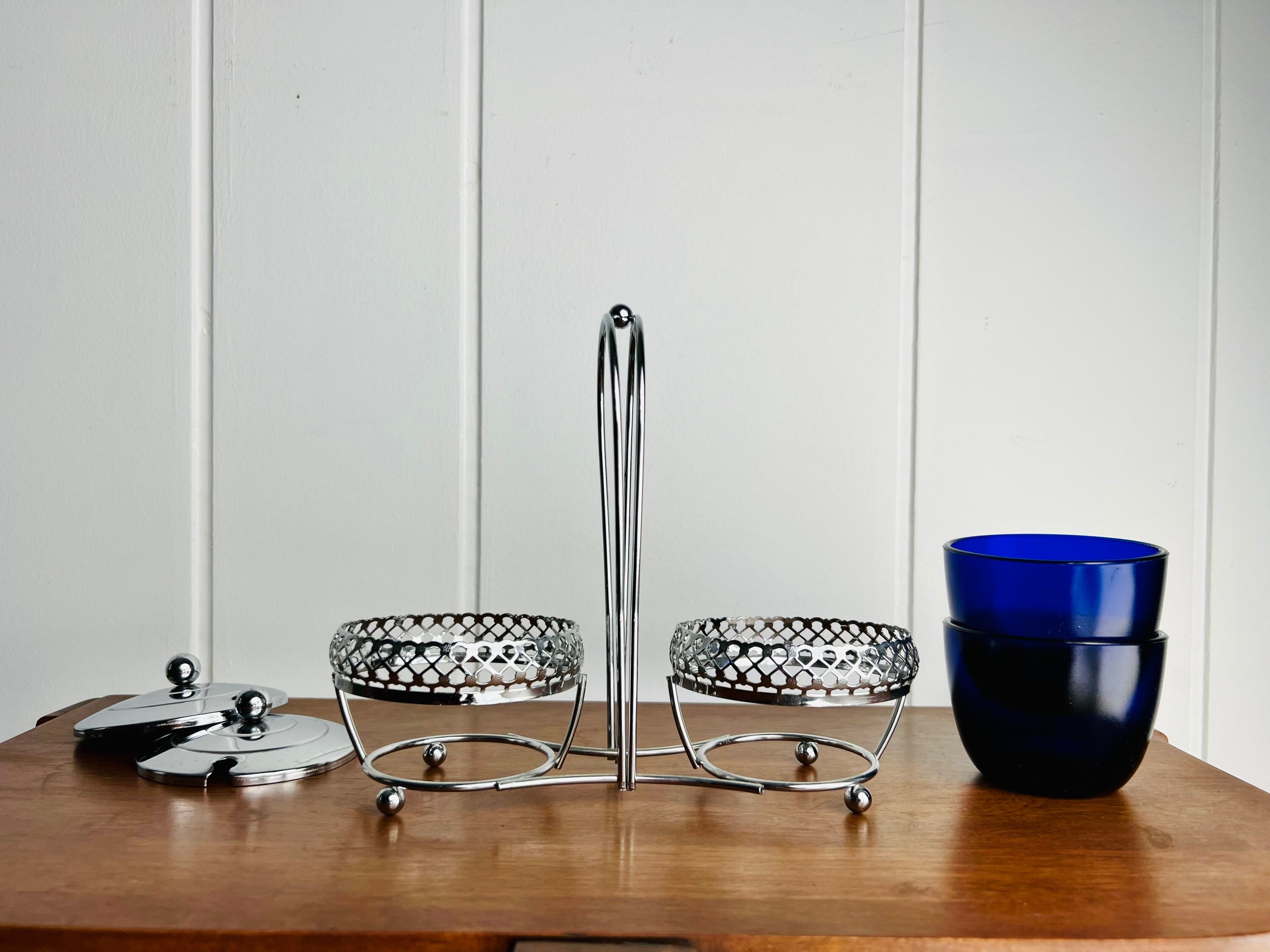 Vintage Mayell Chromium Cobalt Blue Glass Condiment Server - Etsy