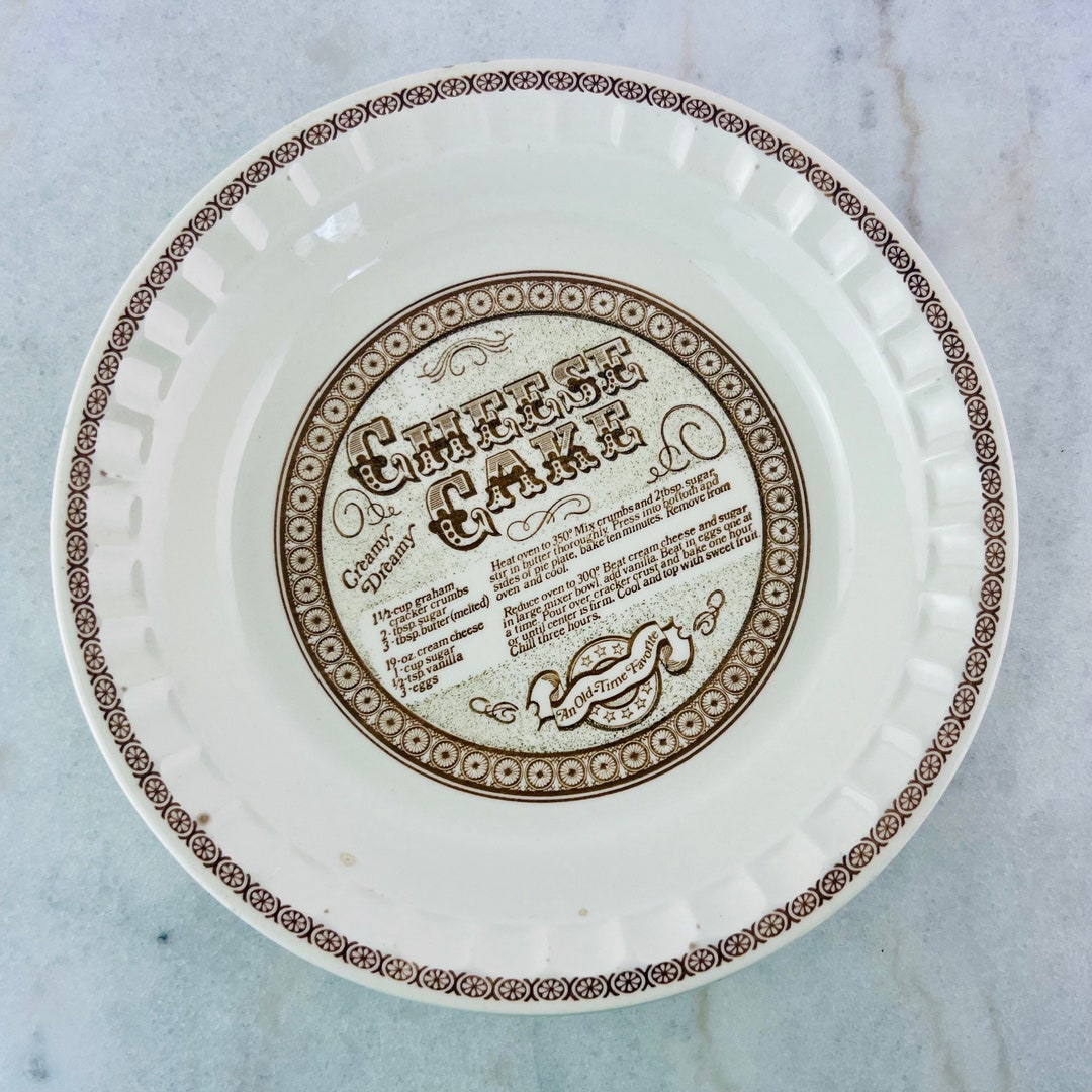 Vintage Jeannette Recipe Pie Plate, With Cheese Cake Recipe, Rustic ...