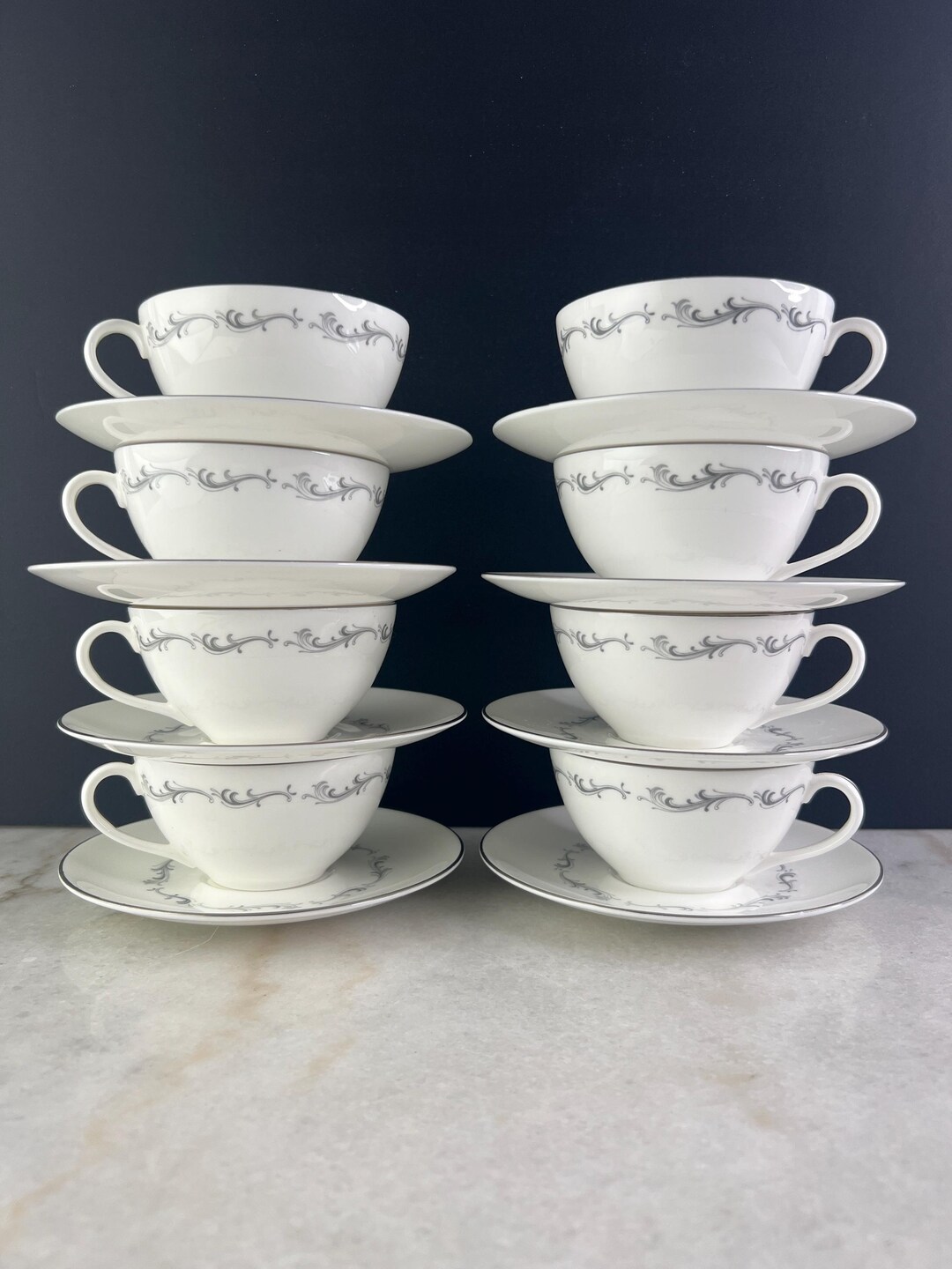 Vintage Royal Doulton Coronet Tea Set, Fine China, Silver Trim, England ...