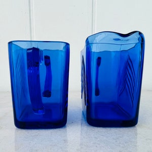 Vintage Hazel Atlas Cream and Sugar Set, Cobalt Blue Chevron Pattern ...