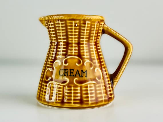Vintage Brown Basketweave Creamer Rustic Ceramic Cream Jar - Etsy UK