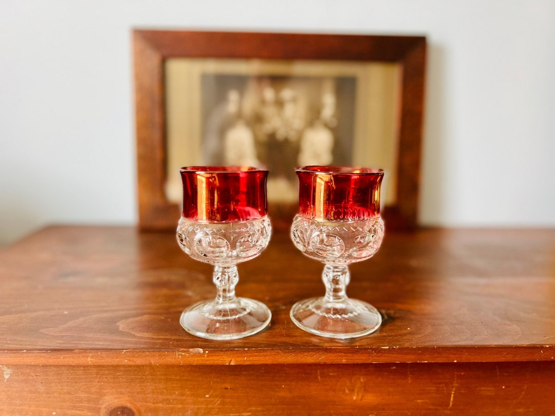 Vintage Ruby Flash Glass Set of 2, Kings Crown Tiffin Franciscan ...
