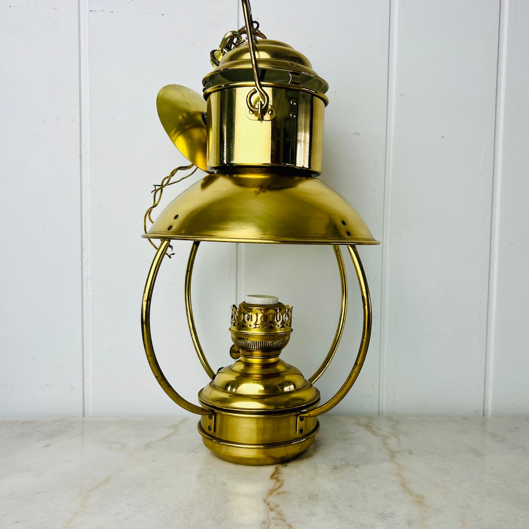 Vintage DHR Holland Brass Trawler Lamp 20" Pendant Light Nautical ...