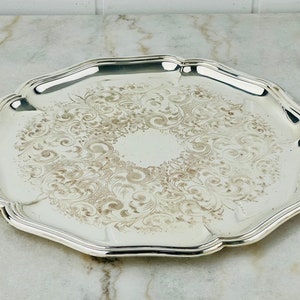 Antique 1940s Marlboro Silverplate Serving Tray, 14 Round, Chippendale ...