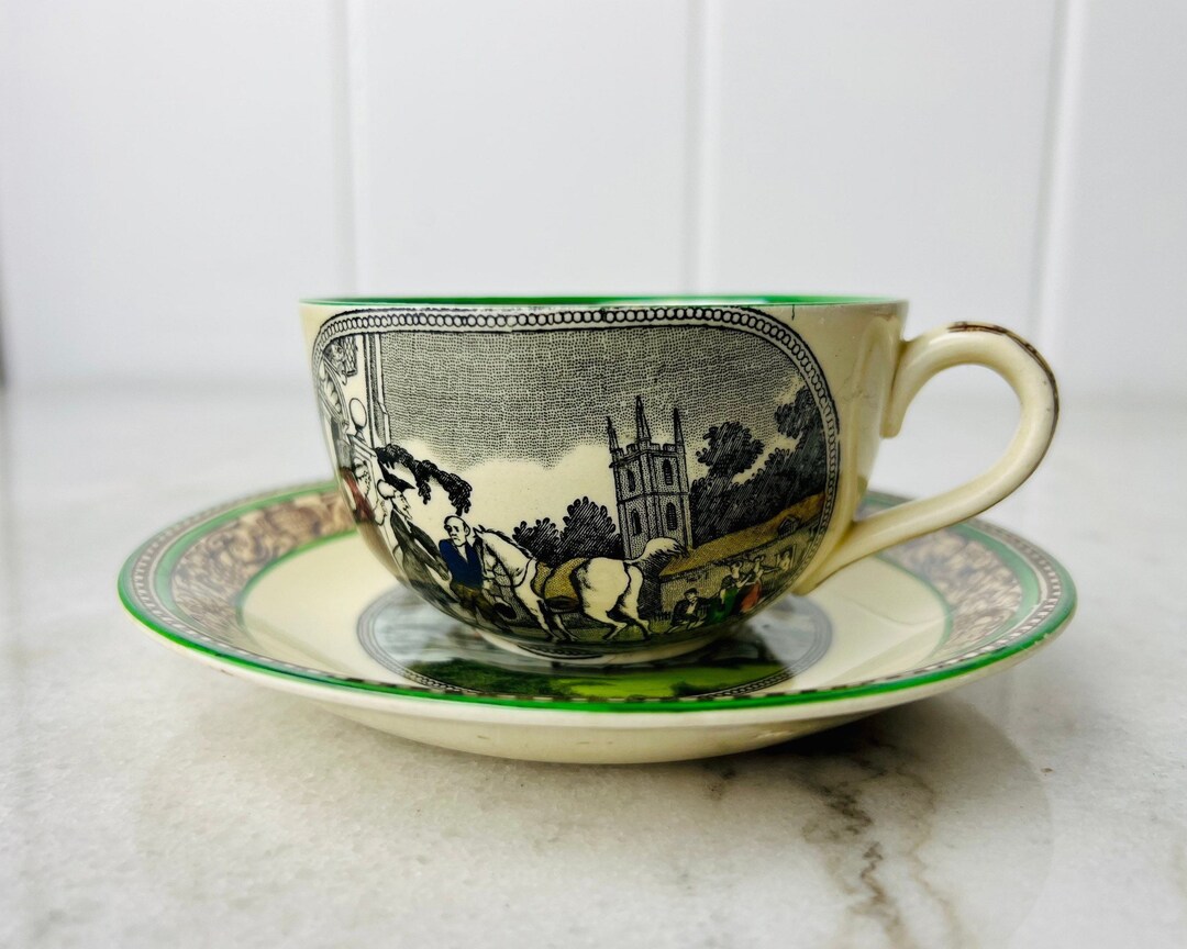 Antique (1845-1864) Adams Pottery Tea Cup and Saucer, the Tour of Dr ...