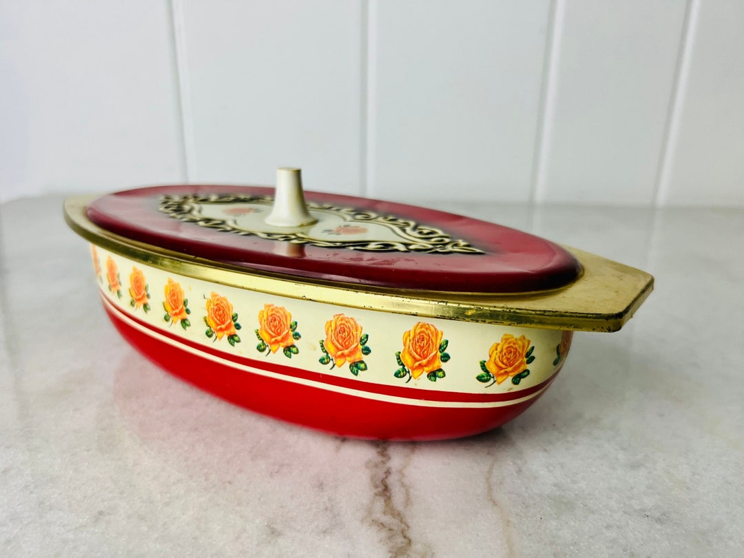 Vintage 1930s English Confection Biscuit Tin Box, Lithographed Roses ...