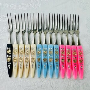 Vintage Little Forks, Set of 13, Stainless W Pink, Blue, White, Black ...