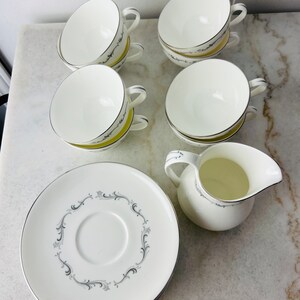 Vintage Royal Doulton Coronet Tea Set, Fine China, Silver Trim, England ...