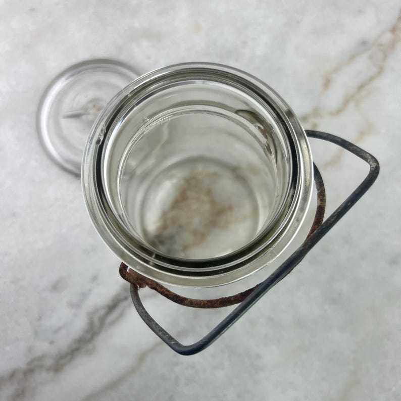 Rare 1930s Anchor Hocking Lightning Jar, Embossed Pint Size, Wire Bail ...
