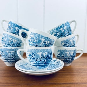 Vintage (1960s) Wedgwood Countryside Blue Tea Set, 8 Tea Cups and 2 ...