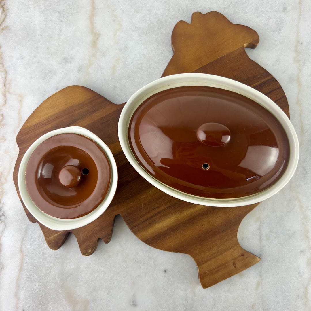 Vintage Hall Brown Stoneware Lidded Crocks, Set of 2, Styles 470 and 92 ...