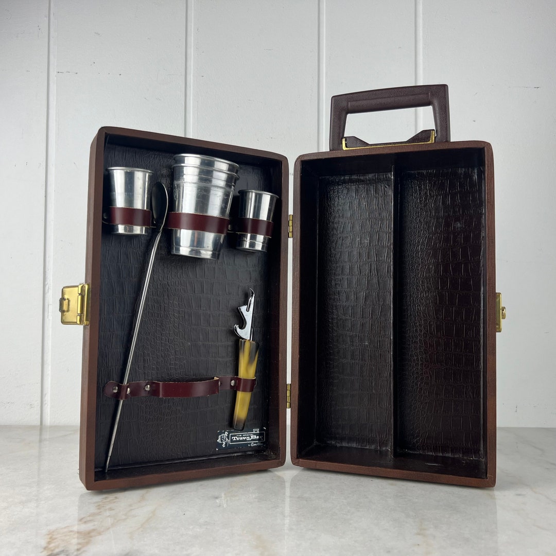 Vintage 1970s Original Trav-l-bar Suitcase Bar, by Ever-wear, Faux ...