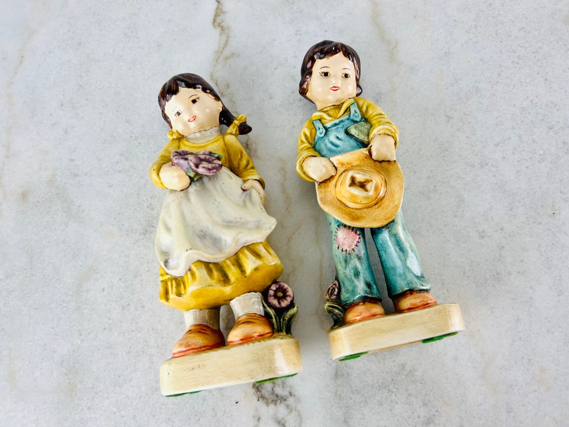 Vintage 1972 Ceramichrome Farm Kid Figurine Set, Country Boy W Cowboy ...