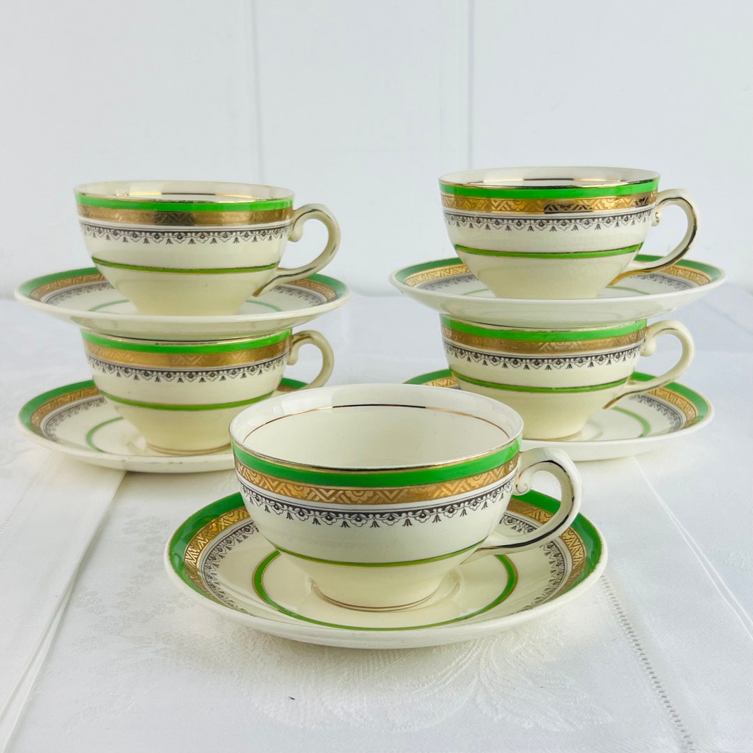 Vintage Myott the Crowning Tea Set, 5 Teacups and 6 Saucers, 1936 ...