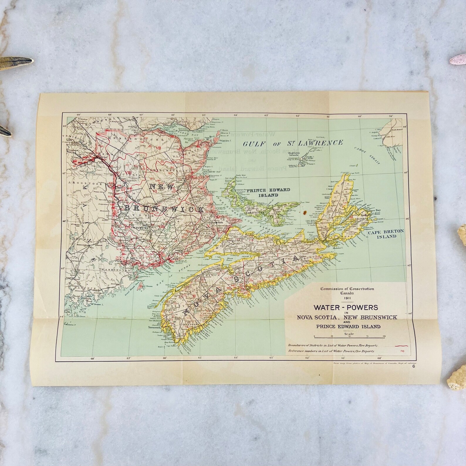Antique Nova Scotia, New Brunswick, PEI Map, 1911, Historic Canadian ...