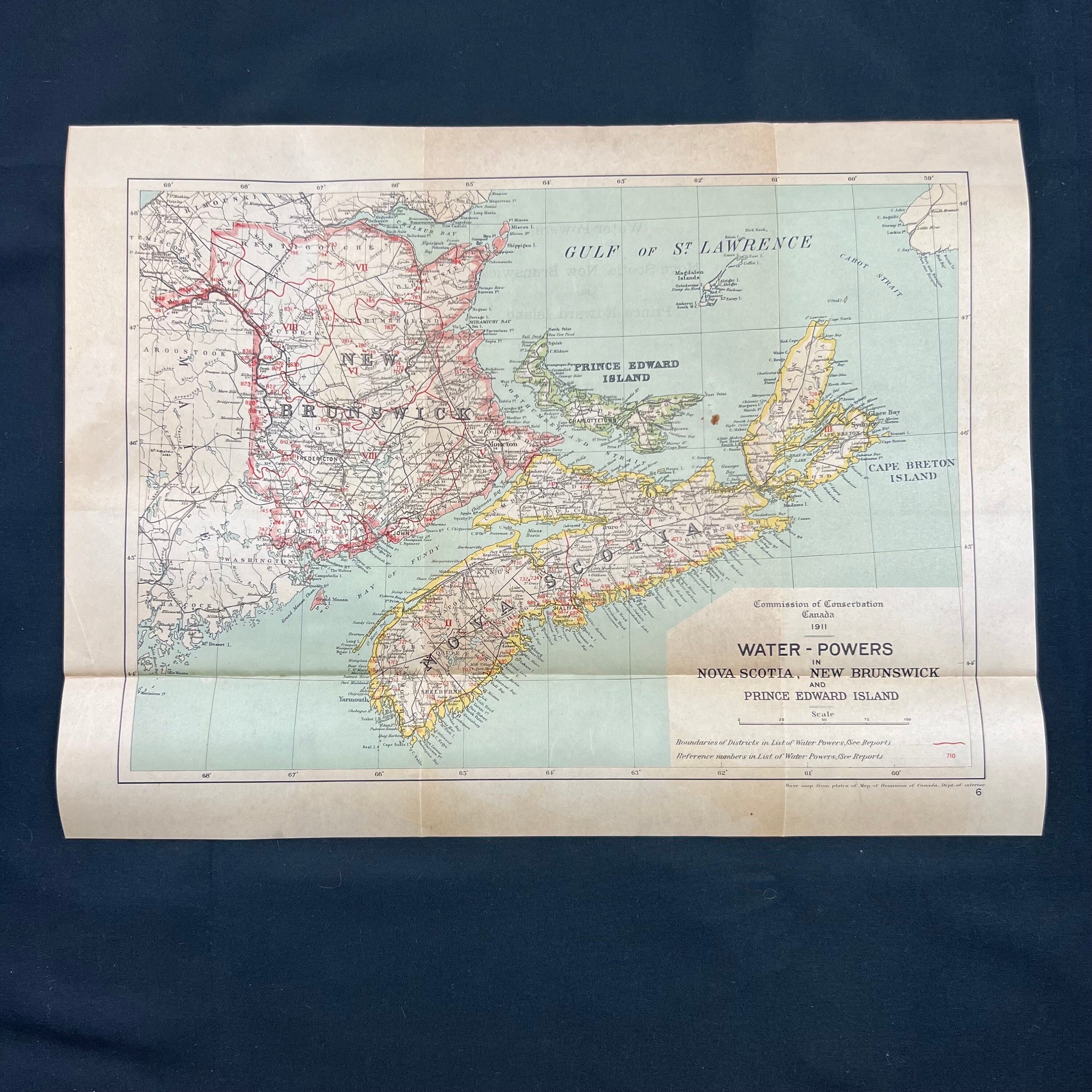 Antique Nova Scotia, New Brunswick, PEI Map, 1911, Historic Canadian ...