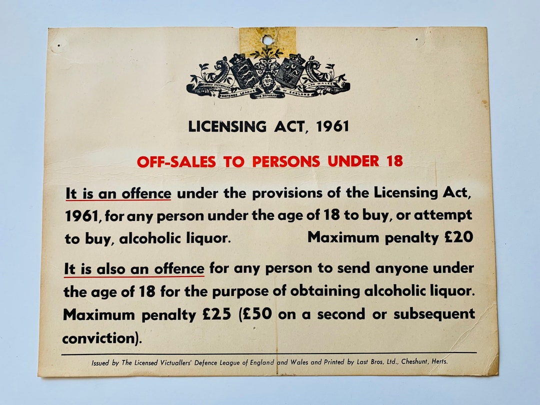 Original UK 1961 Licensing Act Sign – Retro Bar Decor - Etsy