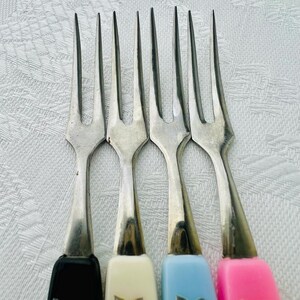 Vintage Little Forks, Set of 13, Stainless W Pink, Blue, White, Black ...