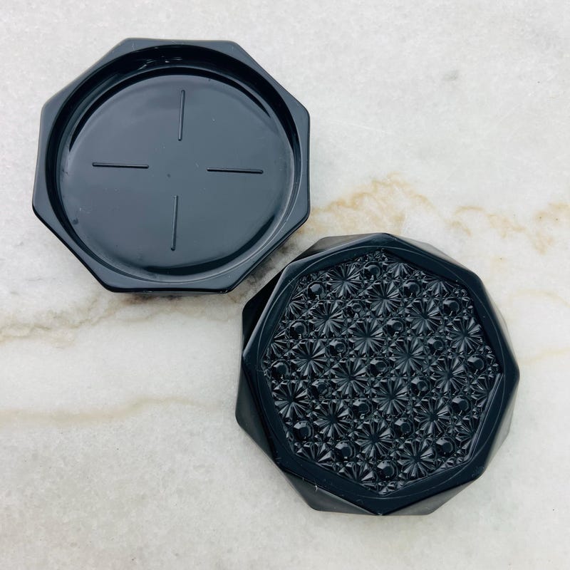 Vintage Black Glass Coaster - Etsy UK