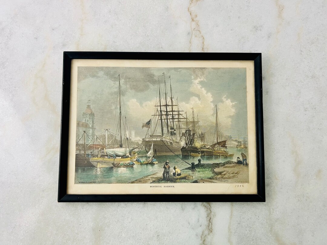 Antique Lithograph, 1882 Wood Print 'montreal Harbour' by Frederic B ...