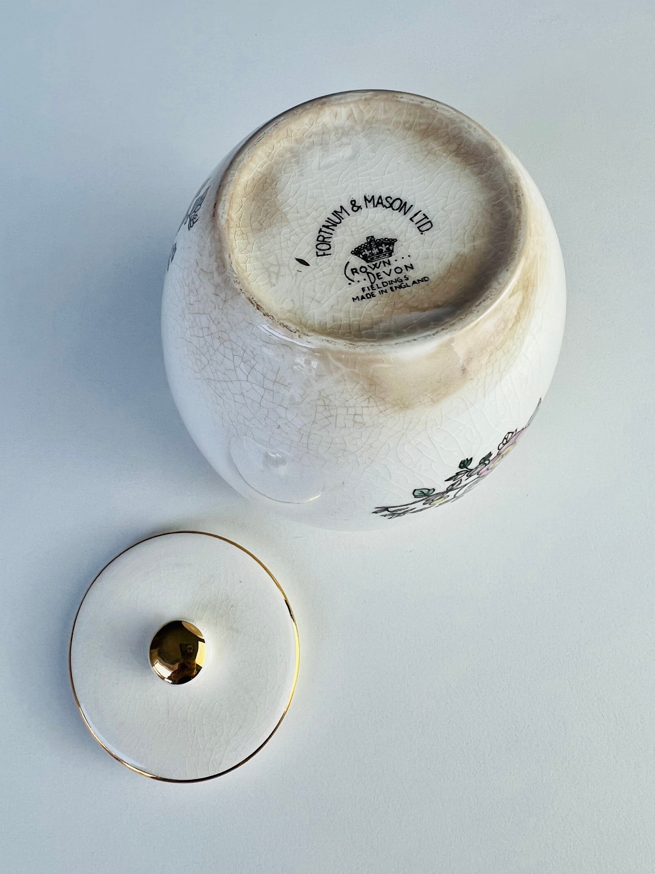 Antique Ginger Jar, Crown Devon Fielding for Fortnum and Mason, "bird ...