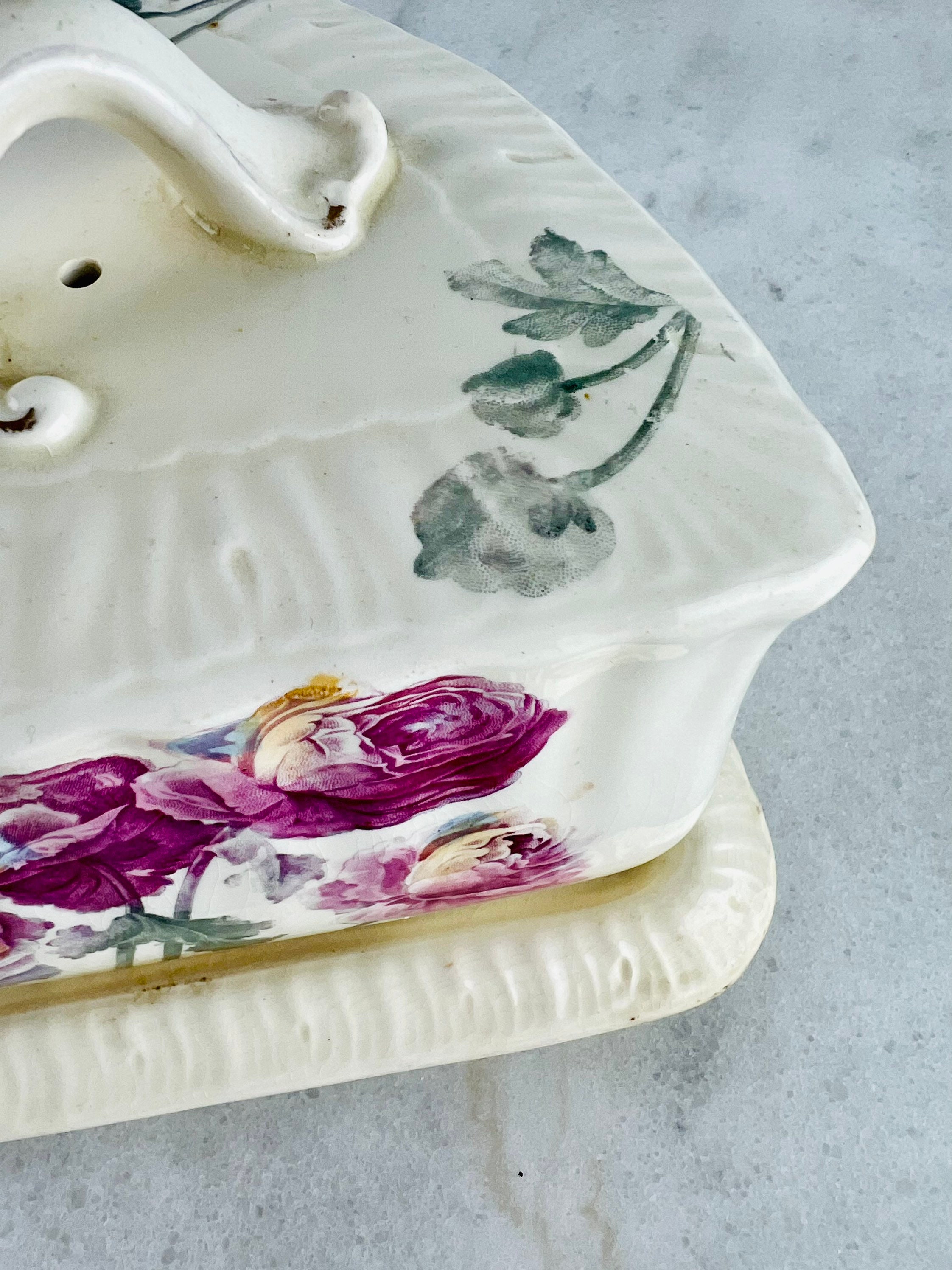 Rare Early Bonn Peony Covered Cheese Dish Franz Anton Mehlem Porcelain ...