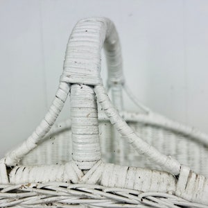 Vintage Wicker Magazine Rack Holder, Handled, White Wash, Diamond, for ...