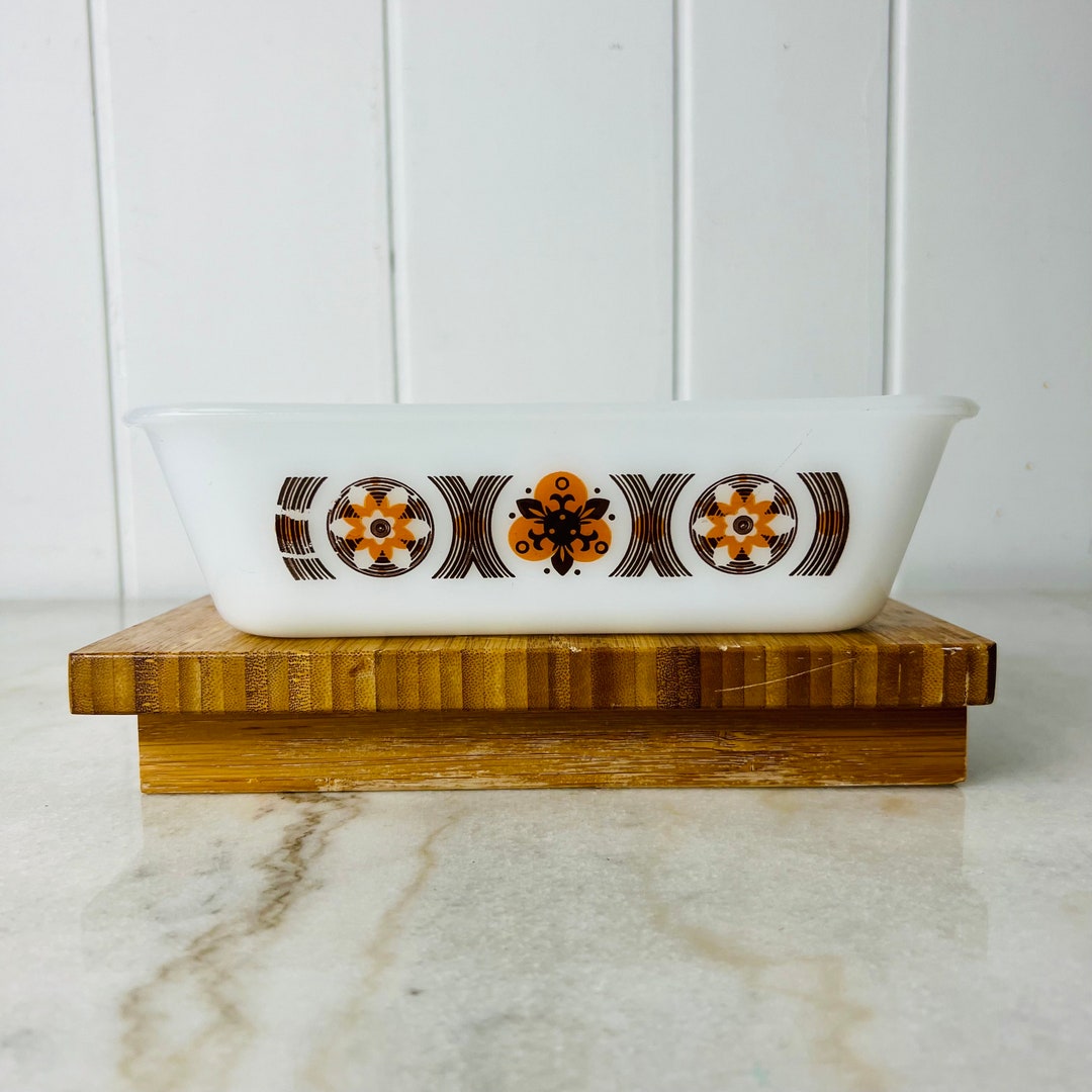 Vintage Glasbake Loaf Pan, 1960s Jeannette Glass Ovenware, Milk Glass ...