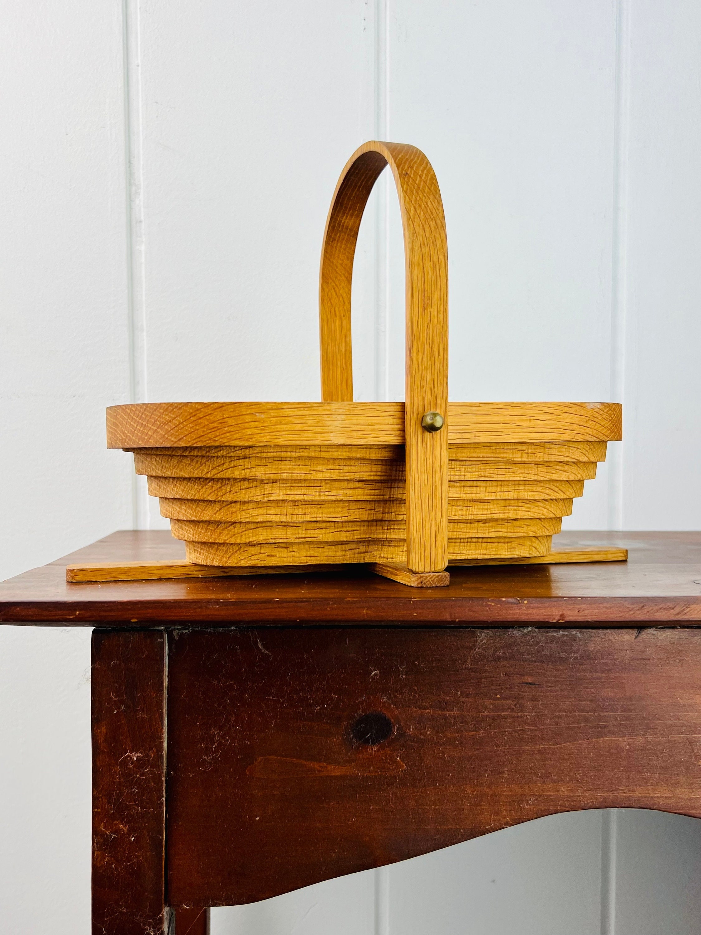 Vintage Artisanal Handmade Wood Folding Basket, Makes a Great ...