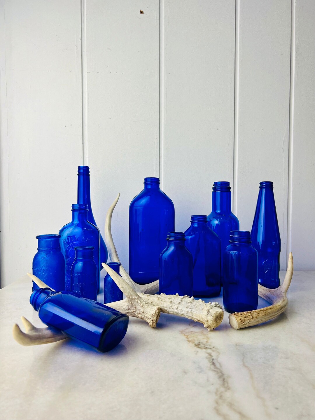 Vintage Cobalt Blue Glass Medicine, Beer and Perfume Bottles 12 Sold ...