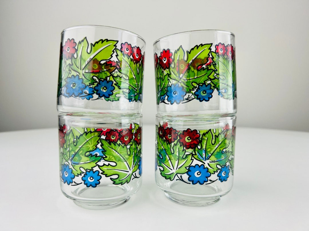 Vintage Libbey Glassware, Set of 4, Tiffany Foliage, for Cocktails ...