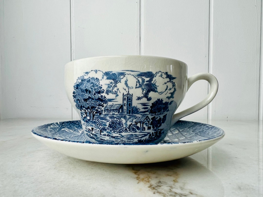 Vintage Enoch Wedgwood Large Tea Cup and Saucer, Dickens Coaching Days ...