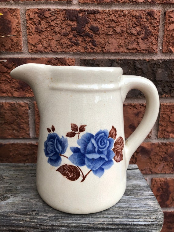 Victoria Ware Ironstone Pitcher Blue Rose Victoria Ware MCM | Etsy
