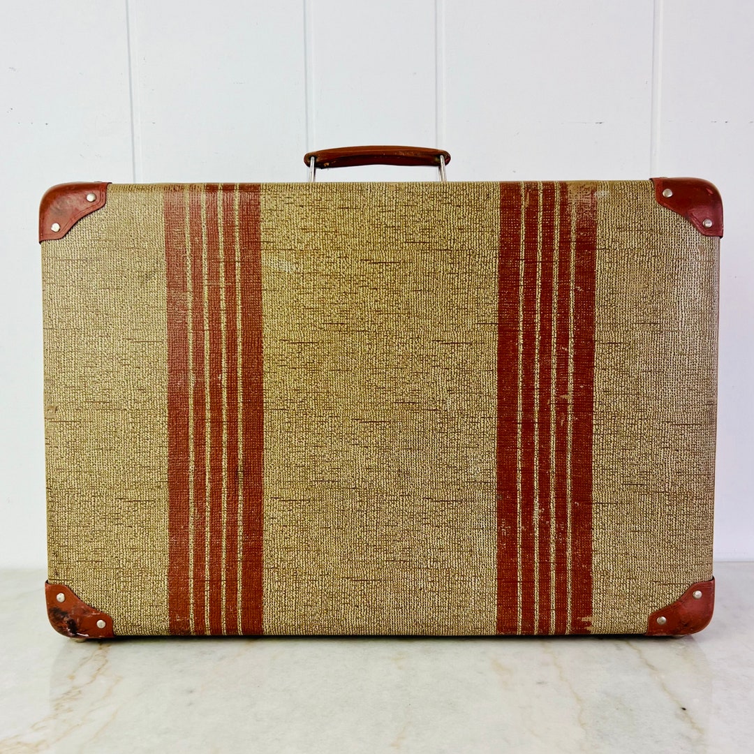 Vintage Faux Alligator Hard Shell Luggage, Leather Corner Travel ...