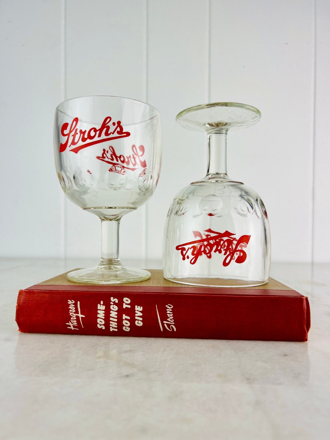 Vintage Bartlett Collins Stroh's Goblets, Set of 2, Large Beer or Wine ...