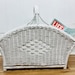 Vintage Wicker Magazine Rack Holder, Handled, White Wash, Diamond, for ...