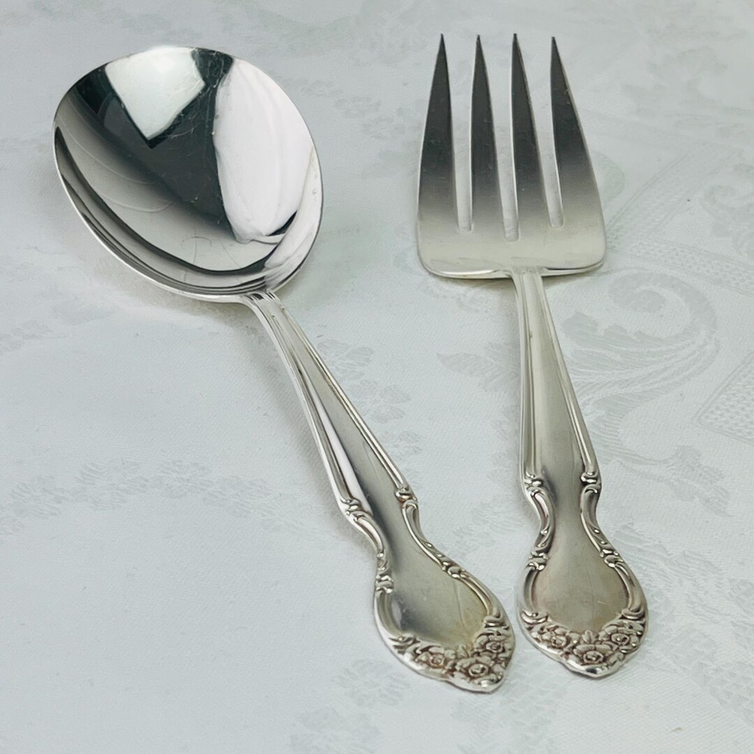 Vintage Wm Rogers IS Silverplate Serving Set, Woodland Rose Pattern ...