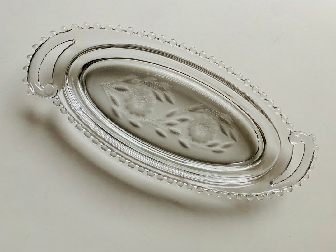 Large Vintage Hughes Candlewick Dish, 1950s Imperial Glass, Etched ...
