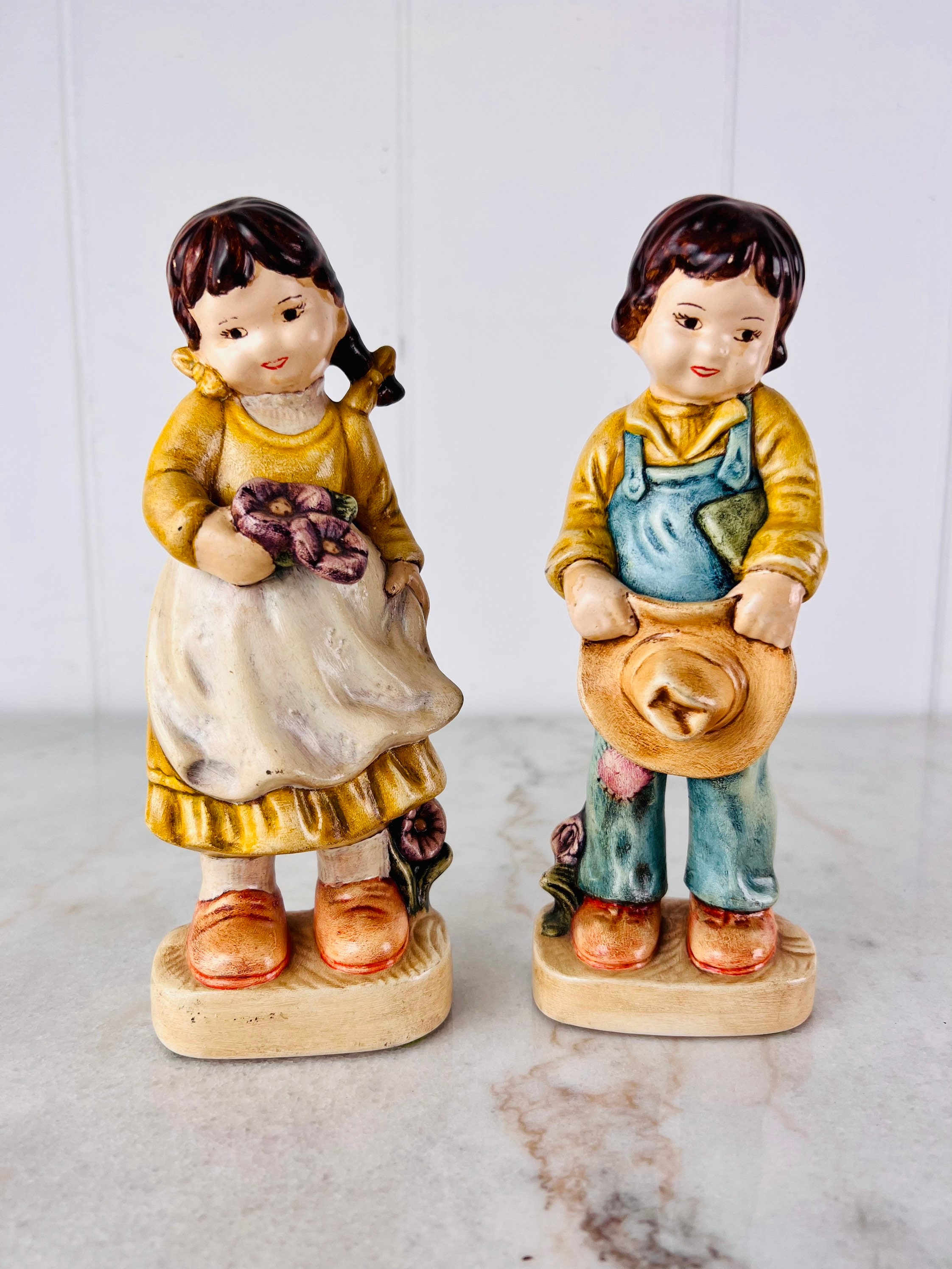 Vintage 1972 Ceramichrome Farm Kid Figurine Set, Country Boy W Cowboy ...