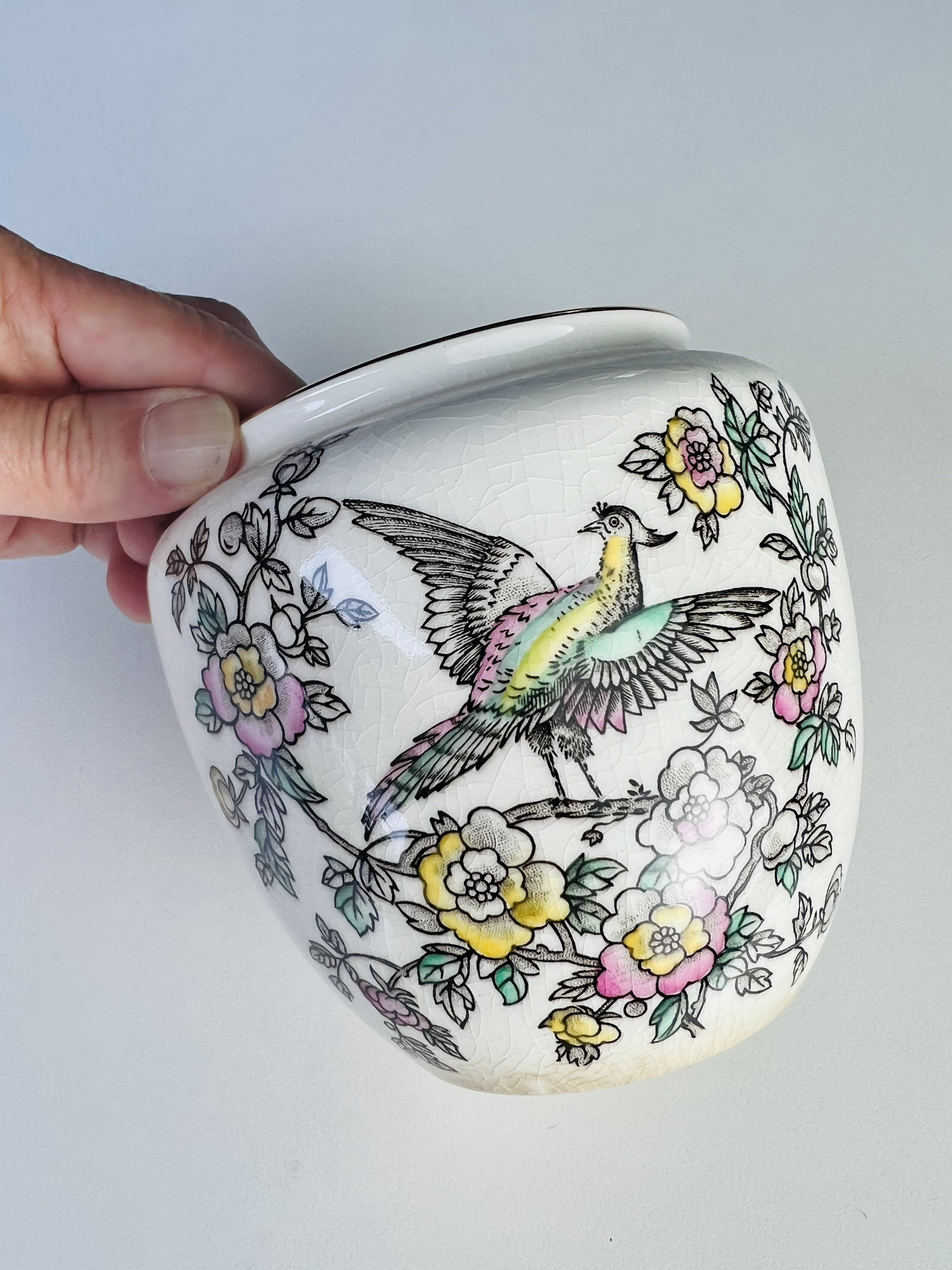 Antique Ginger Jar, Crown Devon Fielding for Fortnum and Mason, "bird ...