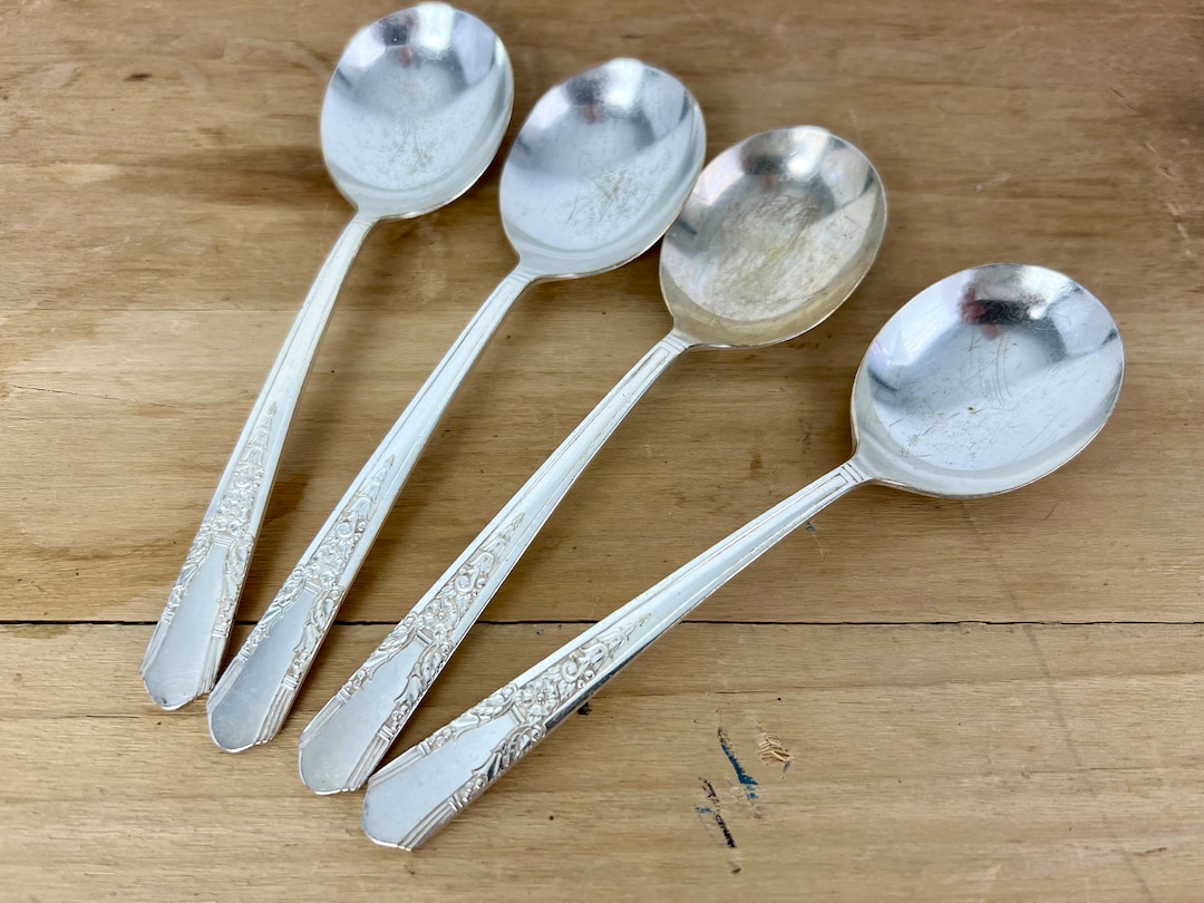 RARE Antique Simeon L and George H Rogers Co Soup Spoons, Set of 4 ...