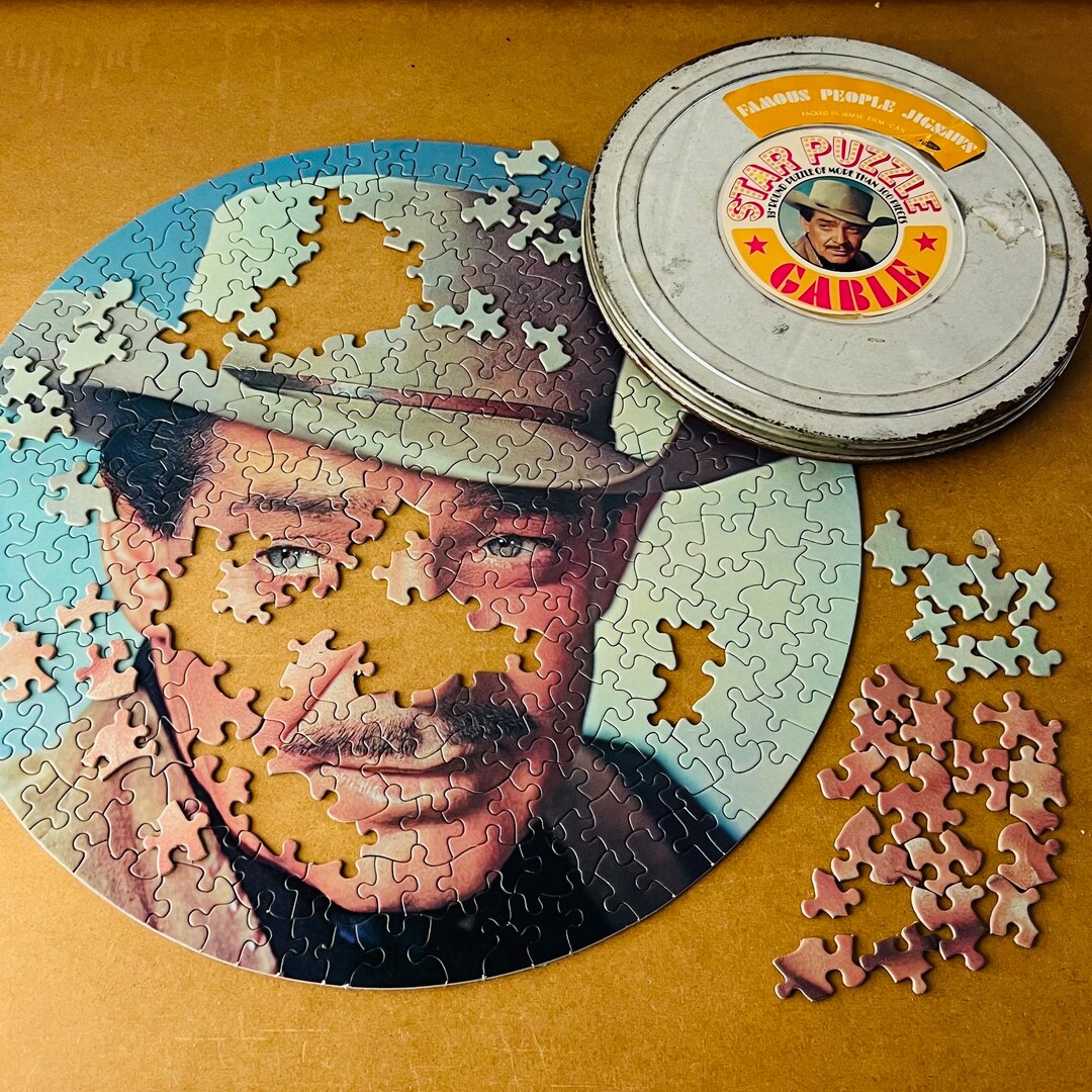 Vintage Clark Gable Jigsaw Puzzle, in 16mm Film Can, 300 Pieces, Alpsco ...