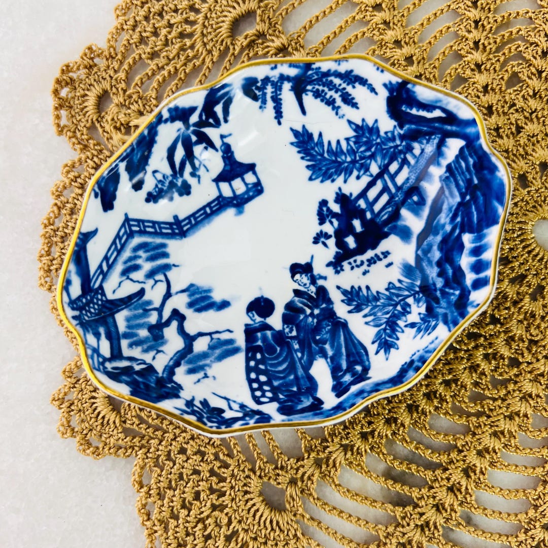 Rare 1920s Royal Crown Derby Blue Mikado Pin Dish With Gold Trim ...