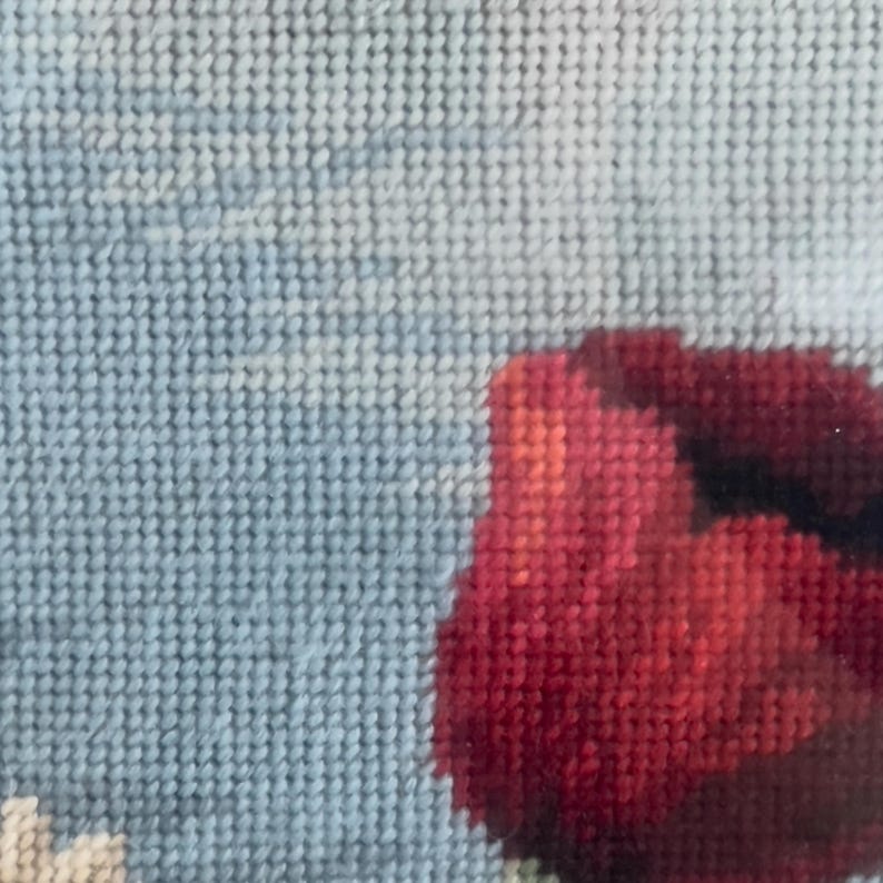Vintage 1940s Floral Needlepoint Art, Red Poppies, Framed - Etsy