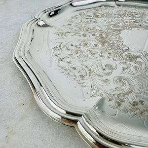 Antique 1940s Marlboro Silverplate Serving Tray, 14 Round, Chippendale ...