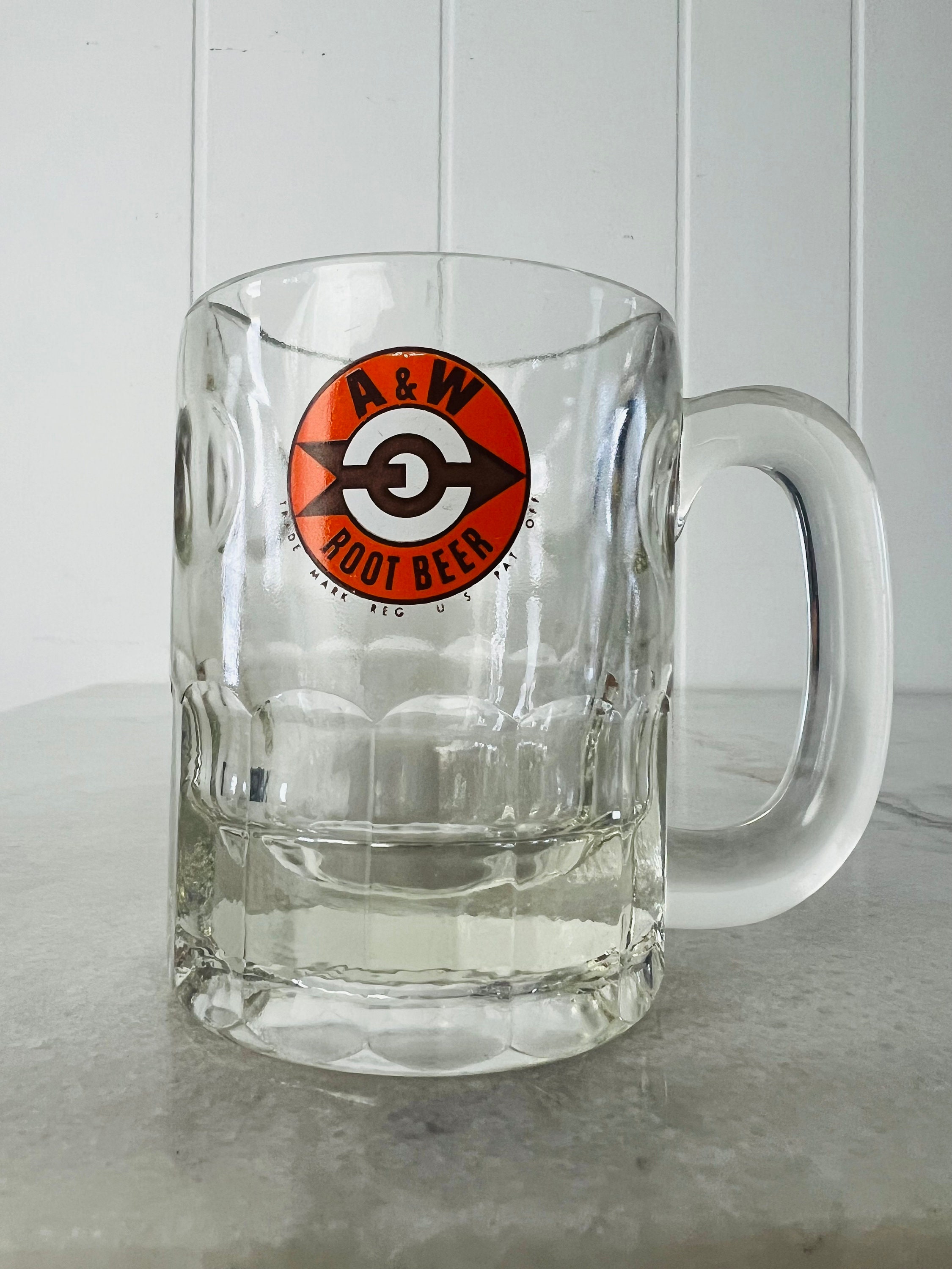 Vintage "a&w" Root Beer Mug, 1950s Bullseye Logo, Clear Glass, Heavy ...